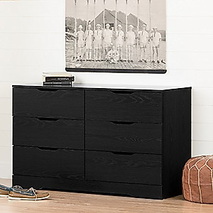 South Shore Holland 6-Drawer Double Dresser, Black Oak