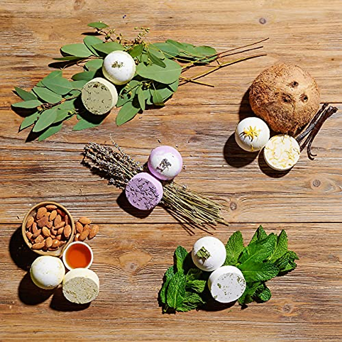 Essential Oils Shower Steamers & Bath Bombs Set in Lavender, Peppermint, Vanilla Coconut, Eucalyptus, Honey Almond Scents, Aromatherapy Shower Steamer, Relaxation Gift for Women,11Pc Set