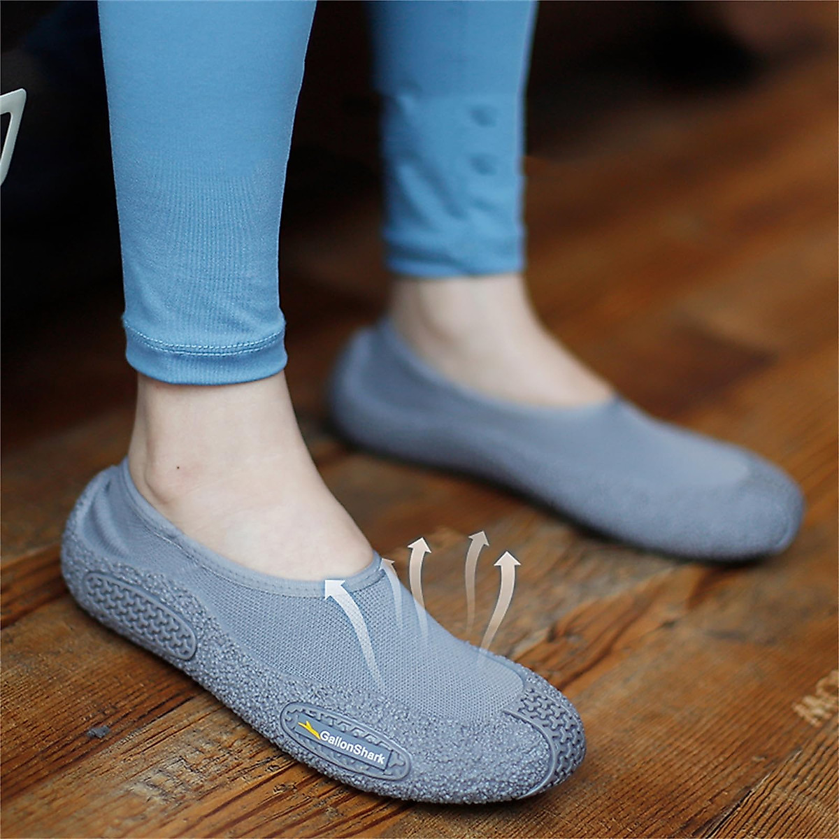 JiuQing Womens Barefoot Sock Shoes Fitness Cross-Trainer Shoes Portable Comfortable for Gym Yoga Water Sports,Gray,8