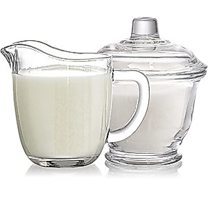 Nicunom Glass Sugar and Creamer Set for Coffee and Tea, Clear Cream Pitcher and Sugar Bowl with Lid, Cream Jug Sugar Jar, Coffee Serving Set