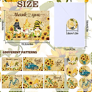 Whaline 36 Pack Sunflower Thank You Cards Vintage Spring Summer Flower Truck Notes with Stickers Envelopes Retro Floral Blank Cards for Baby Shower Wedding Birthday Bridal Shower Party