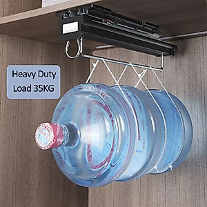 ZAQYCM Adjustable Wardrobe Rail Rod Slide Out, Black Telescopic Closet Ceiling Valet Rod for Bathroom, Bedroom, Clothing Store and Hotel Guest Room with Complete Kit