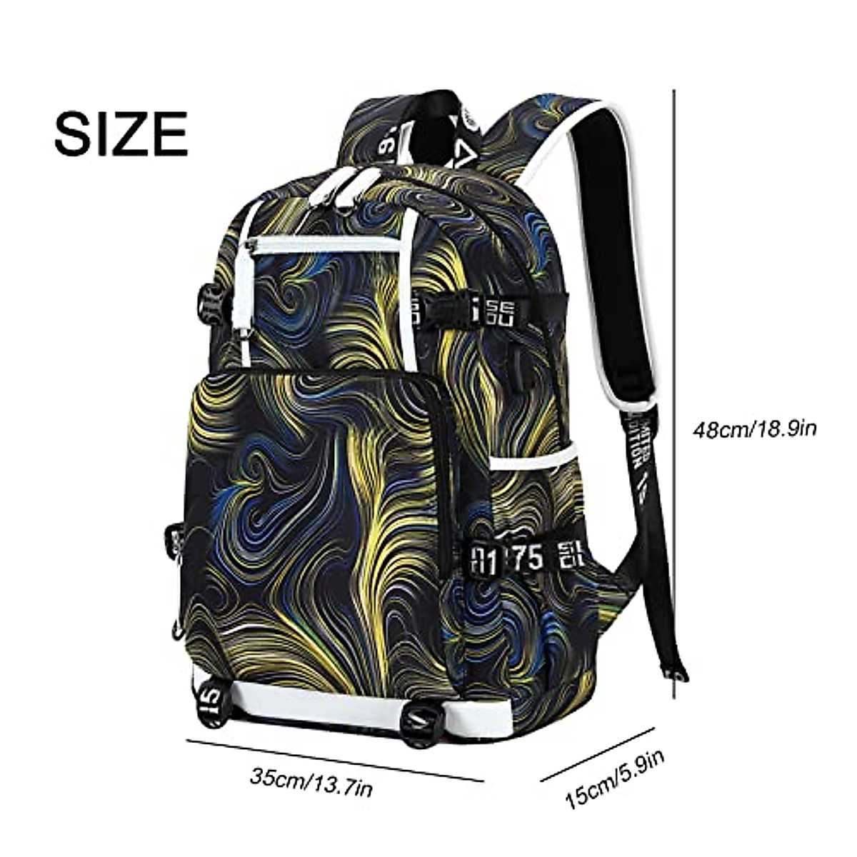 ZHIERNA Boys Backpack with Charging Port, Laptop Backpacks 17 Inch, Water Resistant Daypack Bookbags for College Students (Yellow)