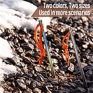 TITO Titanium Outdoor Camping Straight Nail Pegs Stakes with Size 5mm/6mm Pack of 6 (Colorful 5.0×165mm)