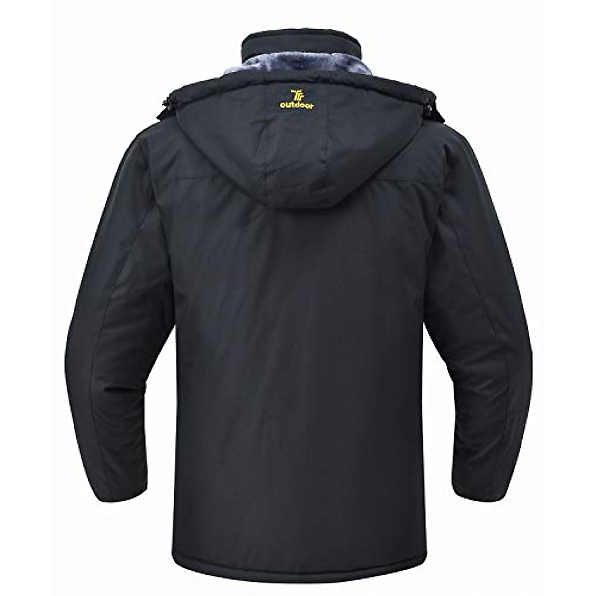 Rdruko Men's Ski Snow Jacket Waterproof Insulated Fleece Outdoor Mountain Hooded Winter Coat(Black, US XL)