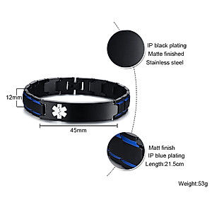 VNOX Custom Engraving-Two Tone Brushed Stainless Steel Emergency Medical Alert ID Adjustable Bracelet Wristband