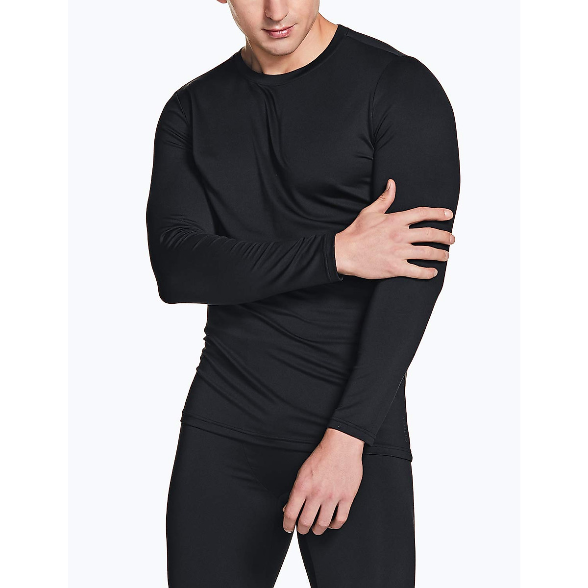 ATHLIO Men's Thermal Underwear Set, Winter Hunting Gear Comfort Fit Long Johns, Base Layer Top & Bottom for Cold Weather, Comfort Fit Set Black, Large