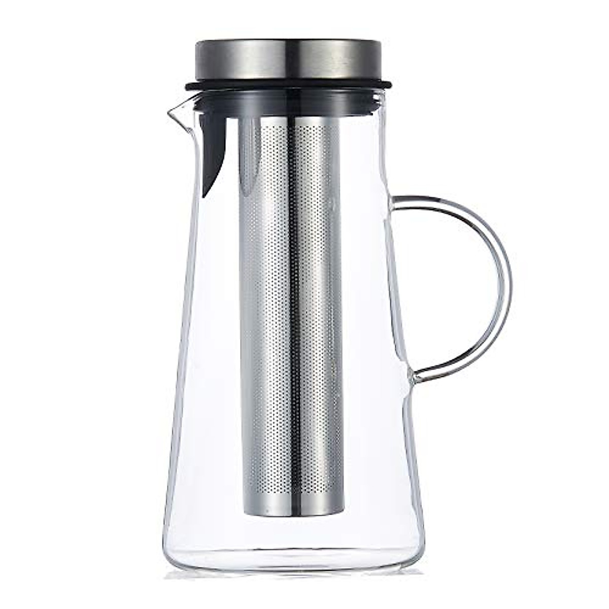 Karafu 60 Oz Thicker Glass Pitcher with Stainless Steel Fruit Infuser, High Heat Resistance Glass Jug for Hot/Cold Water, Infused Fruit Tea and Juice Beverage