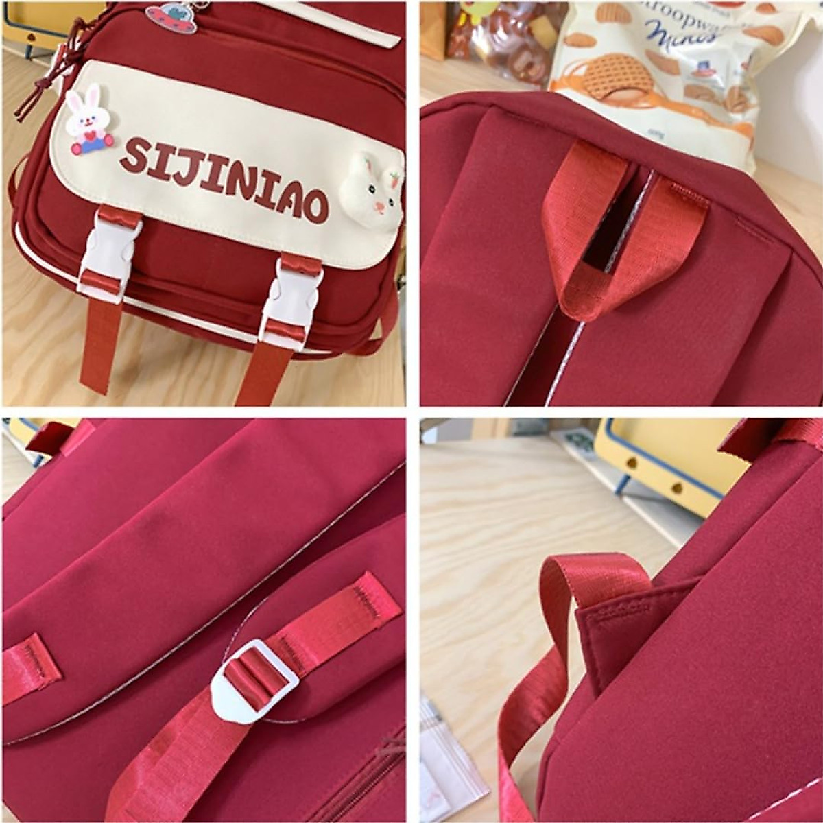 MIFJNF Cute Backpack Kawaii Backpack for School Aesthetic Backpack Kawaii School Supplies Cute Backpacks with Accessories (Pink)