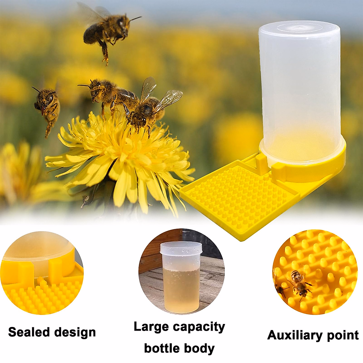 2 Pack Bee Watering Station Beekeeping Water Dispenser Perfect Beekeeping Drinking Beekeeper Tools (Yellow White)