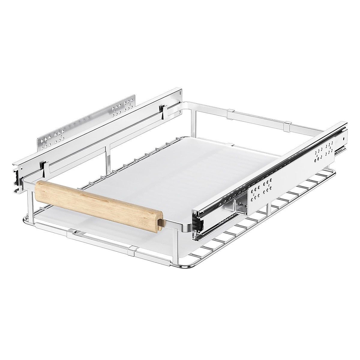 GNEOUS Greal Expandable Cabinet Pull Out Basket Heavy Duty Slide Out Pantry Shelves Under Sink Organizers And Storage For Kitchen, Bathroom, Wardrobe, Cupboard, Adjusted Width 11.8"-18", 1 Pack