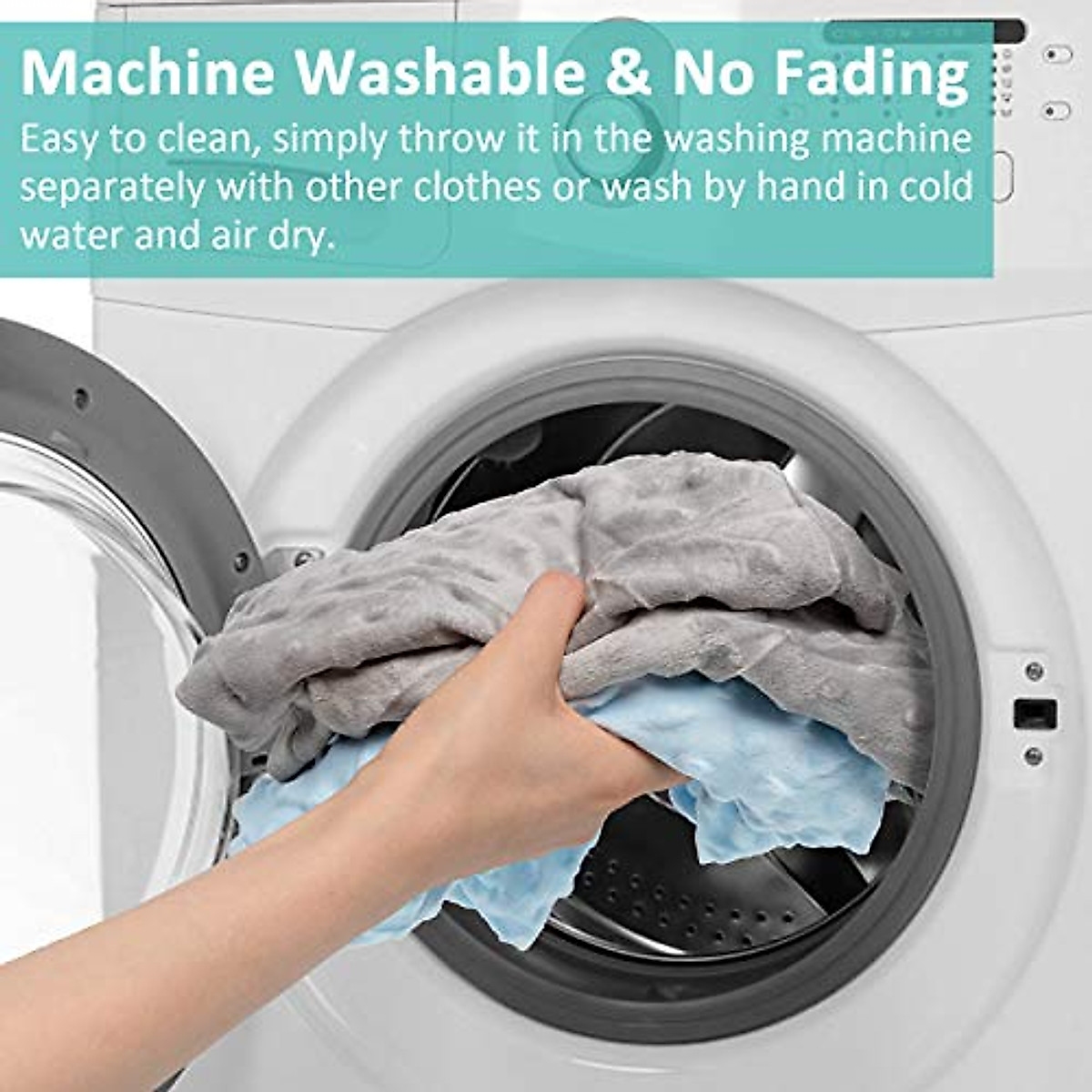 Minky Nursing Pillow Cover, Nursing Pillow Case Plush Breastfeeding Pillow Slipcover Fits Nursing Pillow, Ultra Soft Snug for Infant & Baby Boy Girl, Machine Washable & Breathable, Grey & Light Blue