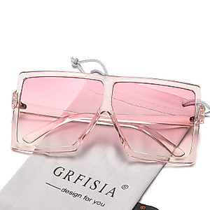 GRFISIA Square Oversized Sunglasses for Women Men Flat Top Fashion Shades