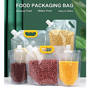 FETNHU Grain Moisture-Proof Sealed Bag, 5-10pcs Resealable Clear Cereal Containers Storage,Stand Up Sealed Odor-Resistant Packaging Bags, Food Storage Containers (3 L,5PCS)