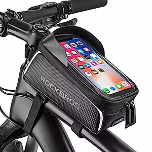 ROCKBROS Bike/Bicycle Phone Front Frame Bag, Waterproof, Tube Bag ,Cycling Pouch Compatible Phone Under 6.5”