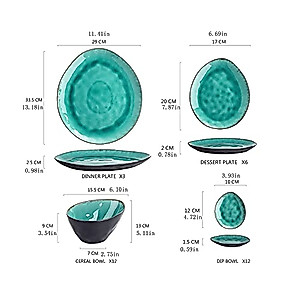 GagalU Porcelain Dinnerware Set33-Piece Pottery Stoneware Vintage Ceramic Dinner Set with 12*Dipping Dishes&Bowl,6*Dessert Plate,3*Dinner Plate Dinnerware Set