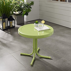Crosley Furniture Griffith Weather Resistant Retro Metal Outdoor Side Table for Patio, Deck, Porch, Key Lime