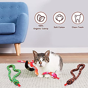 Snake Catnip Toys Kitten Supplies Interactive Catnip Toys for Indoor Cats Snakes Cat Toy Gift for Cat Lovers Dental Health Chew Toy Set of 3