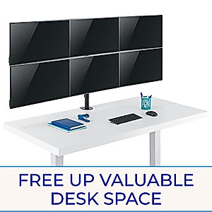 Stand Steady Clamp-On 6 Monitor Mount Desk Stand | Height Adjustable Monitor Stand with Full Articulation VESA Mount | Fits Most LCD/LED Monitors 17-27 Inches | Six Monitor Arm (Black)