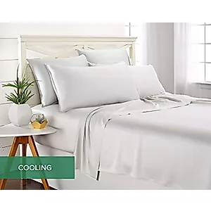 Pure Bamboo Queen Bed Sheet Set, Genuine 100% Organic Viscose Derived from Bamboo, Luxuriously Soft & Cooling, Double Stitching, Lifetime Quality Promise (Queen, White)