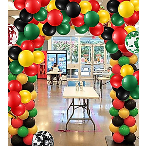 111 PCS Black Red Green and Yellow Balloon Garland Arch Kit for Juneteenth Decorations African American Holiday Celebration Graduation Mexican Party Supplies