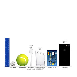 3 Oz 90ml Clear Square Dessert Cups with Spoons Plastic Dessert Cake Snack Bowl Disposable Ice Cream Dessert Bowls Dessert Cups Tasting Sample Cup Serving Salad Bowl Party Favor Cups,Pack of 24