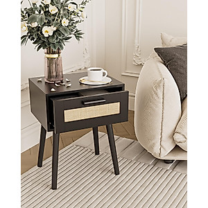 Aobafuir Wood Nightstand, Night Stand for Bedroom, Bedside Table with Drawers, Farmhouse End Table with Storage for Living Room (Bohemian)