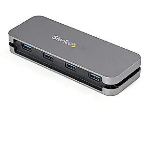 StarTech.com 4 Port USB C Hub - 4X USB-A - 5Gbps USB 3.0 Type-C Hub (USB 3.2/3.1 Gen 1) - Bus Powered Portable USB-C to USB-A Adapter Laptop Hub - 11.2" (28.5cm) Cable w/Cable Management (HB30CM4AB)