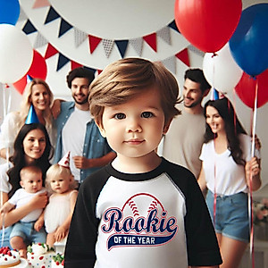Rookie of The Year First Birthday Baby Boy Custom T-Shirt for 1 One Year Old Toddler 1st Birthday Personalized Shirt Infant Kids Tee Black, 12 Months