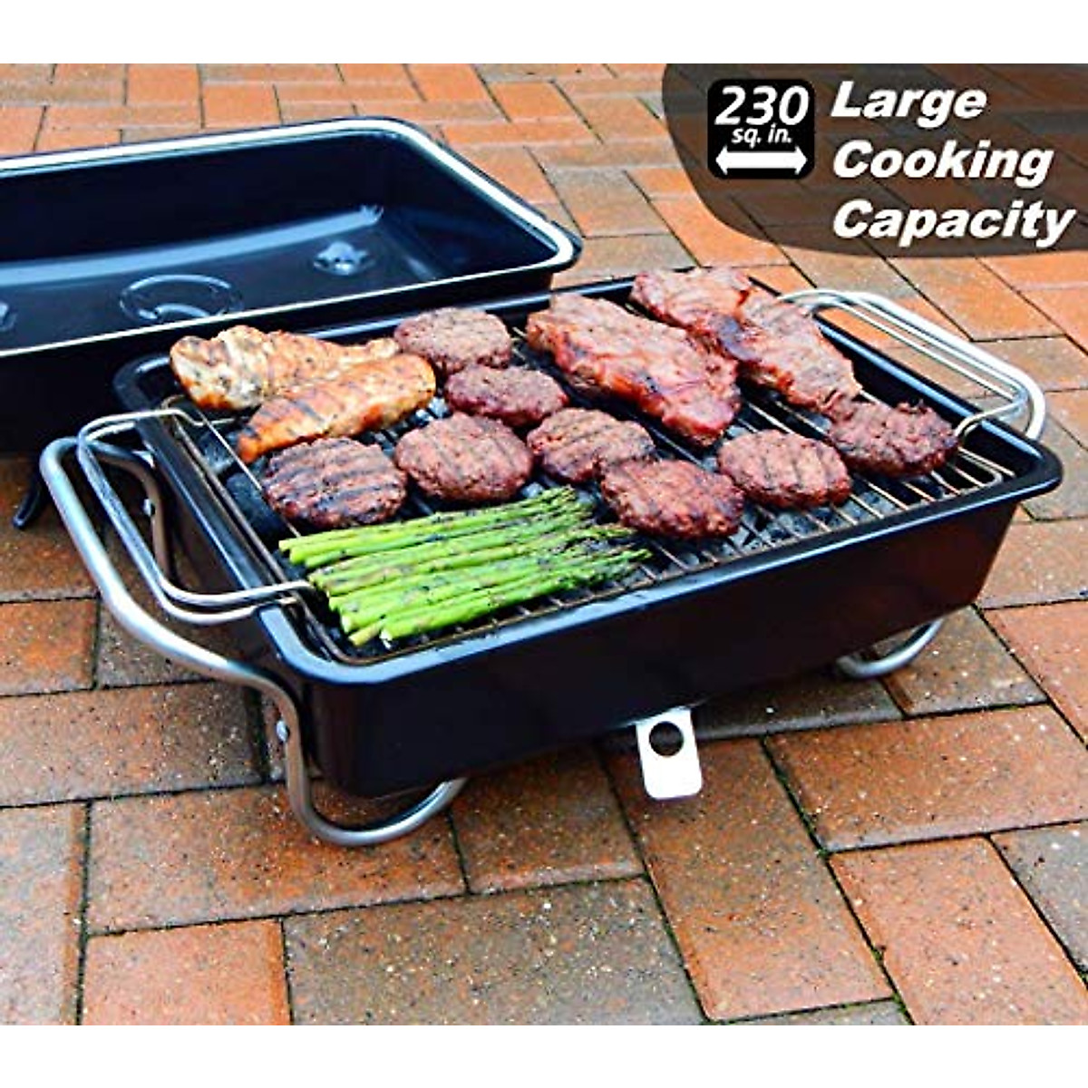 Raptor Grilling - Optimized Portable Charcoal Grill Smoker - Barbecue for Camping, Tailgating & Travel – Go Anywhere With This Tabletop Outdoor BBQ Cooker and Char-Grill, Broil, Smoke or Hibachi-BLACK