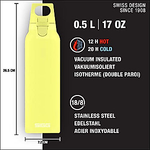 SIGG - Insulated Water Bottle - Thermo Flask Hot & Cold ONE Ultra Lemon - with Tea Infuser - Leakproof - BPA Free - 18/8 Stainless Steel - 17 oz