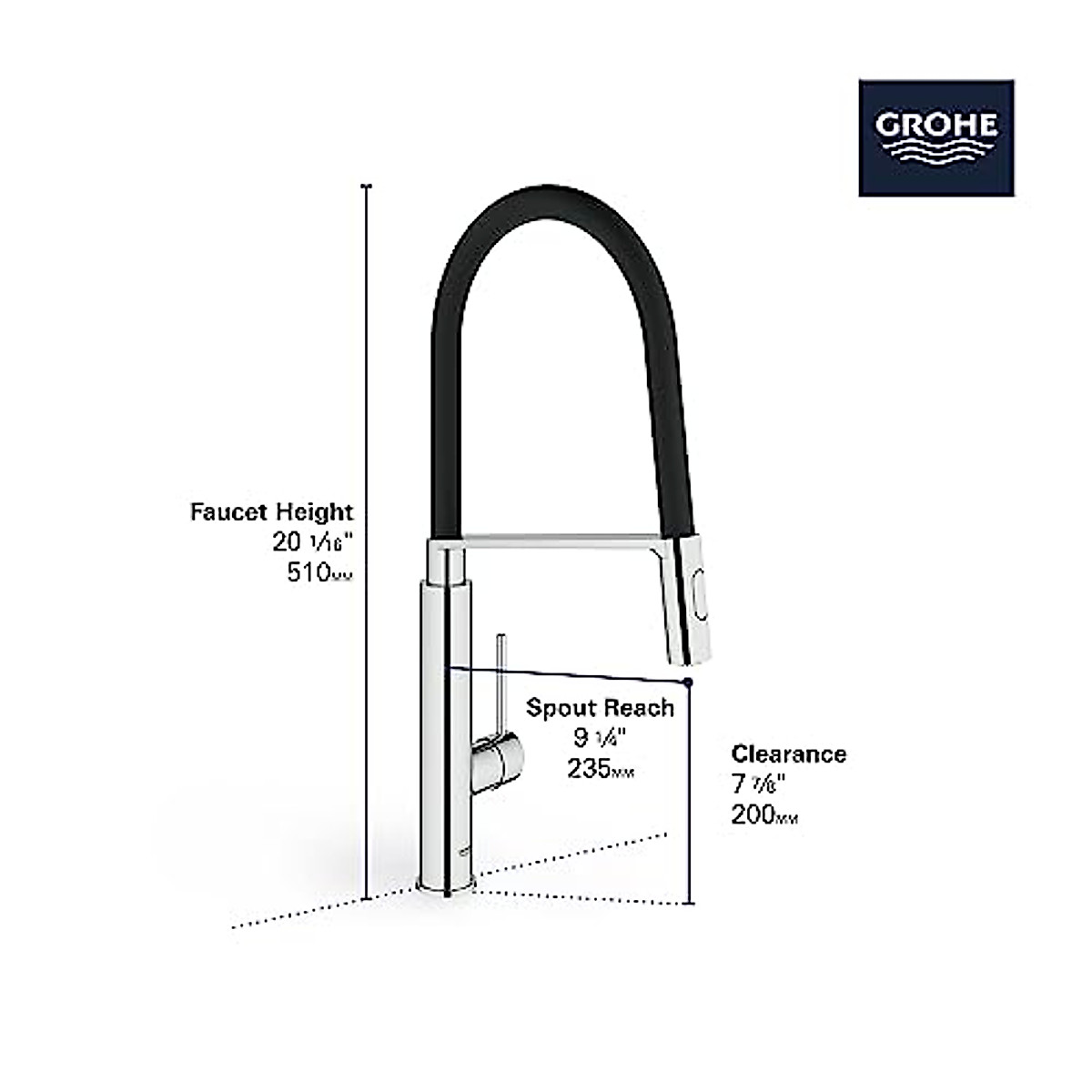 GROHE 31492DC0 Concetto Semi-Pro Kitchen Faucet with Pull-Out Sprayer Supersteel (Stainless Steel)
