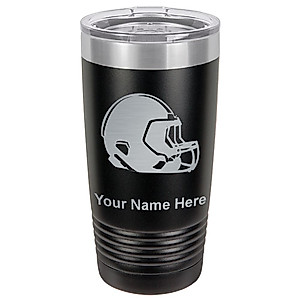 LaserGram 20oz Vacuum Insulated Tumbler Mug, Football Helmet, Personalized Engraving Included (Black)