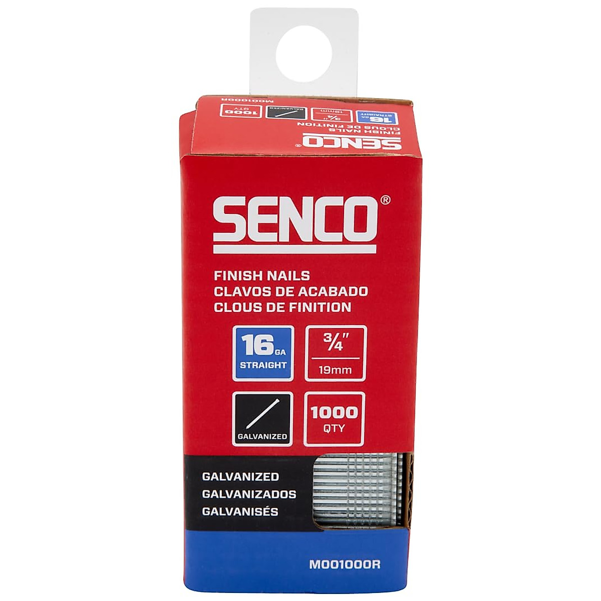 SENCO M001000R 3/4" 16 Gauge Straight Finish Nails, Galvanized Finish 1,000 Count Pack