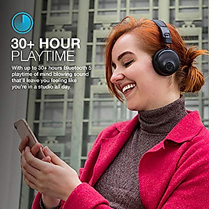 JLab Studio Bluetooth Wireless On-Ear Headphones | 30+ Hour Bluetooth 5 Playtime | EQ3 Sound | Ultra-Plush Faux Leather & Cloud Foam Cushions | Track and Volume Controls | Black