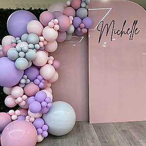 Lavender Balloons Different Sizes, 18 12 10 5 Inch Double Stuffed Macaron Purple Balloons, Matte Purple Balloon Arch for Boho Party,Baby Shower,Birthday,Weddings,Christening,Graduation(Mist Lavender)