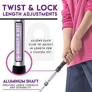 Franklin Sports Golf Set - Youth Adjustable Plastic Golf Club Set - Kids Golf Set with Bag & Balls - Adjustable Length Clubs For Toddlers - Pink