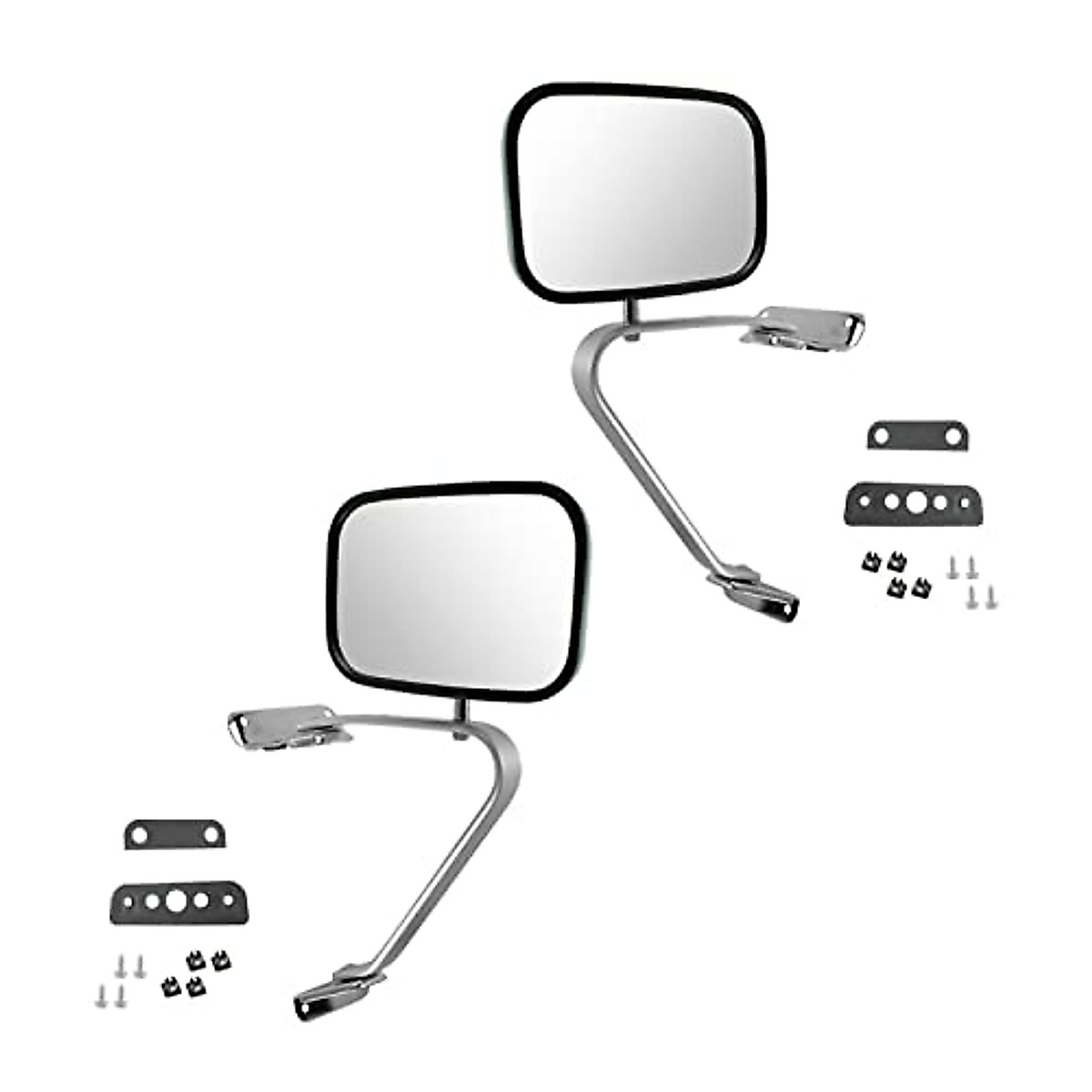 Side View Manual Mirrors Stainless Steel Pair Set for Ford F-Series Pickup Truck
