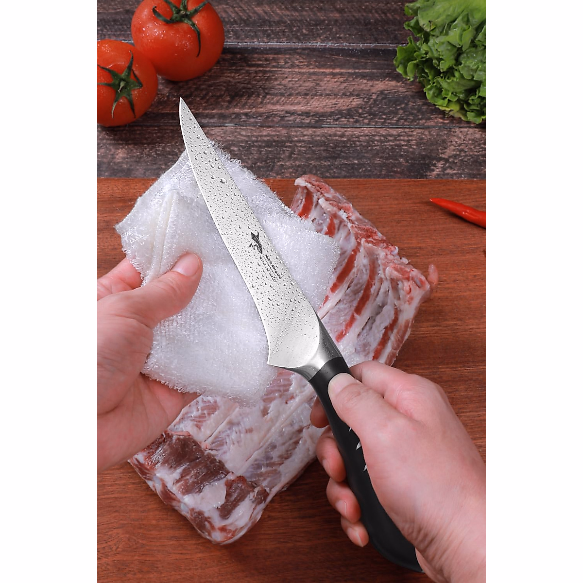 MAD SHARK Boning Knife 6 Inch, Razor Sharp German Molybdenum-vanadium Steel Butcher Knife for Meat Cutting, Deboning Knife, Brisket Meat Trimming Knife, Fish Fillet Knife, Bone Knife