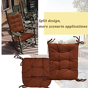 Big Hippo Rocking Chair Cushion Set, Tufted Chair Pads Seat and Seatback for Home, Indoor and Office,Brown