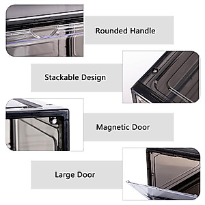 Attelite Upgraded Large Clear Shoe Storage Box Stackable, 8 Pack Thicken Plastic Shoe Containers, Drop Side Front Shoe Storage Organizer for Display Sneakers