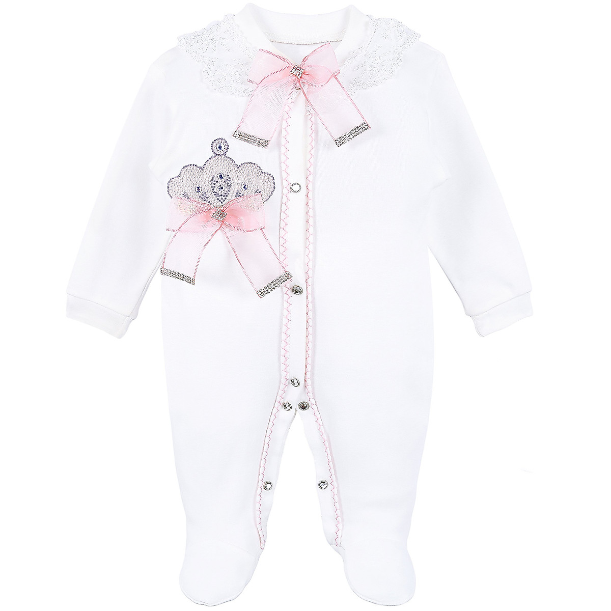 Lilax Baby Girl Jewels Crown Layette 3 Piece Gift Set 0-3 Months Pink