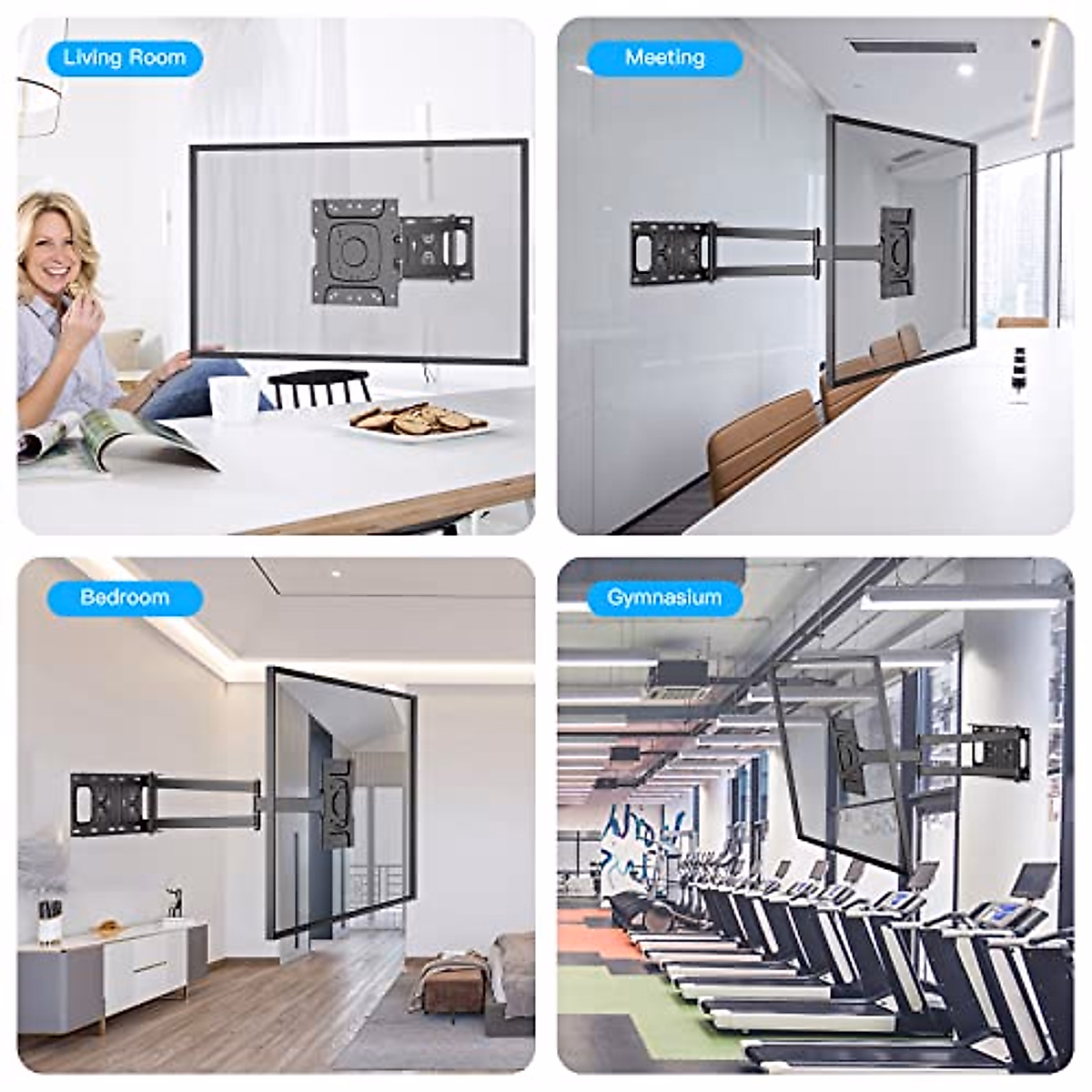 FORGING MOUNT Corner TV Wall Mount with 25.6inch Long Arm,Full Motion TV Mount Swivel and Tilt,Fit for 13-43”TVs,Monitor Wall Mount with Max VESA 200x200mm,16” Wood Studs,Holds up to 77lbs