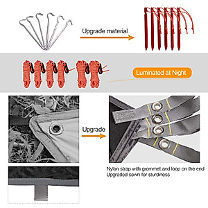 REDCAMP Hammock Rain Fly Camping Tarp Waterproof, 10x10ft Lightweight Backpacking Rain Tarp Shelter for Hiking Outdoor, Black