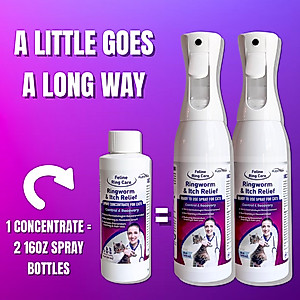 FlexTran Feline Ring Care | Control & Help with Cat Ringworm, Mange, Dermatitis, Dog Paw Yeast. Also Works on Dogs, Hamsters, Guinea Pigs, Rabbits, etc. Makes 32 oz of Spray for Cats and Itch Relief