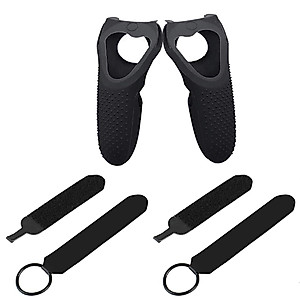 [Newer Version] Mocoe Strap for Adjustable Wrist Strap compatible with Oculus Quest/Oculus Rift S Touch Controller Grip Accessories (Black, 1 Pair)