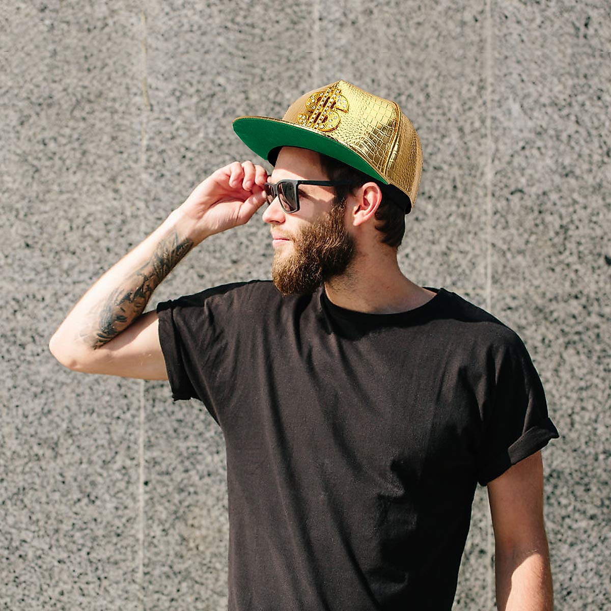 FuZhiBang NYU14 The New Crocodile Baseball caps Alloy Dollar Flat-Brimmed hat Hip-hop hat (Gold)