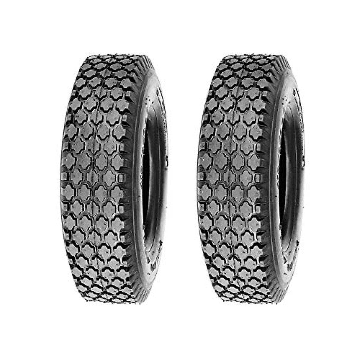 Deli Tire Set of 2 Tires, 4.10/3.50-5, Tubeless, 4 Ply Rating, Stud Pattern, Garden and Lawn Tires