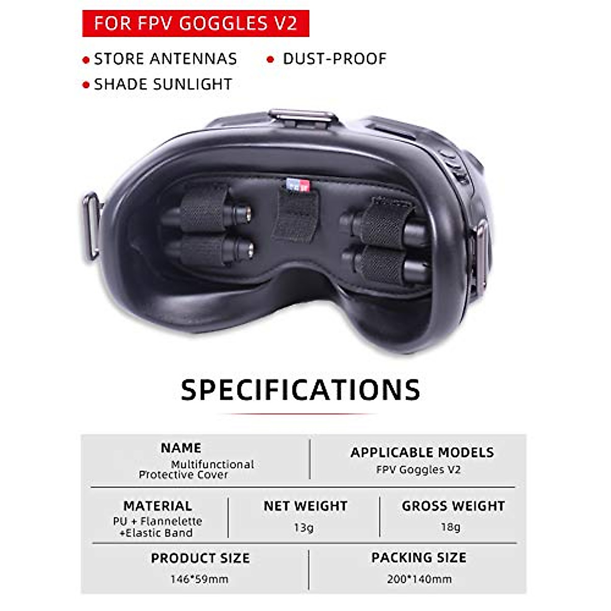 Protect Cover for DJI FPV Goggles V2 Dustproof Sunshade Pad Antenna microSD Card Storage Holder for DJI FPV Combo Accessories