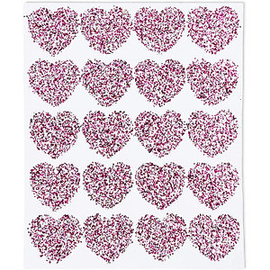 200-Pack 1.5-Inch Holographic Glitter Heart Stickers, Adhesive Sparkle Decals, Envelope Seal Stickers for Wedding, Birthday, and Graduation Invitations, Crafting Supplies (Hot Pink)